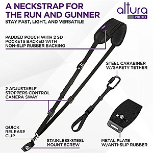 Altura Photo Camera Neck Strap w. Quick Release & Safety Tether - Camera Straps For Photographers - Adjustable DSLR Camera Strap for Sony, Nikon & Canon - Safe & Secure Camera Strap Quick Release