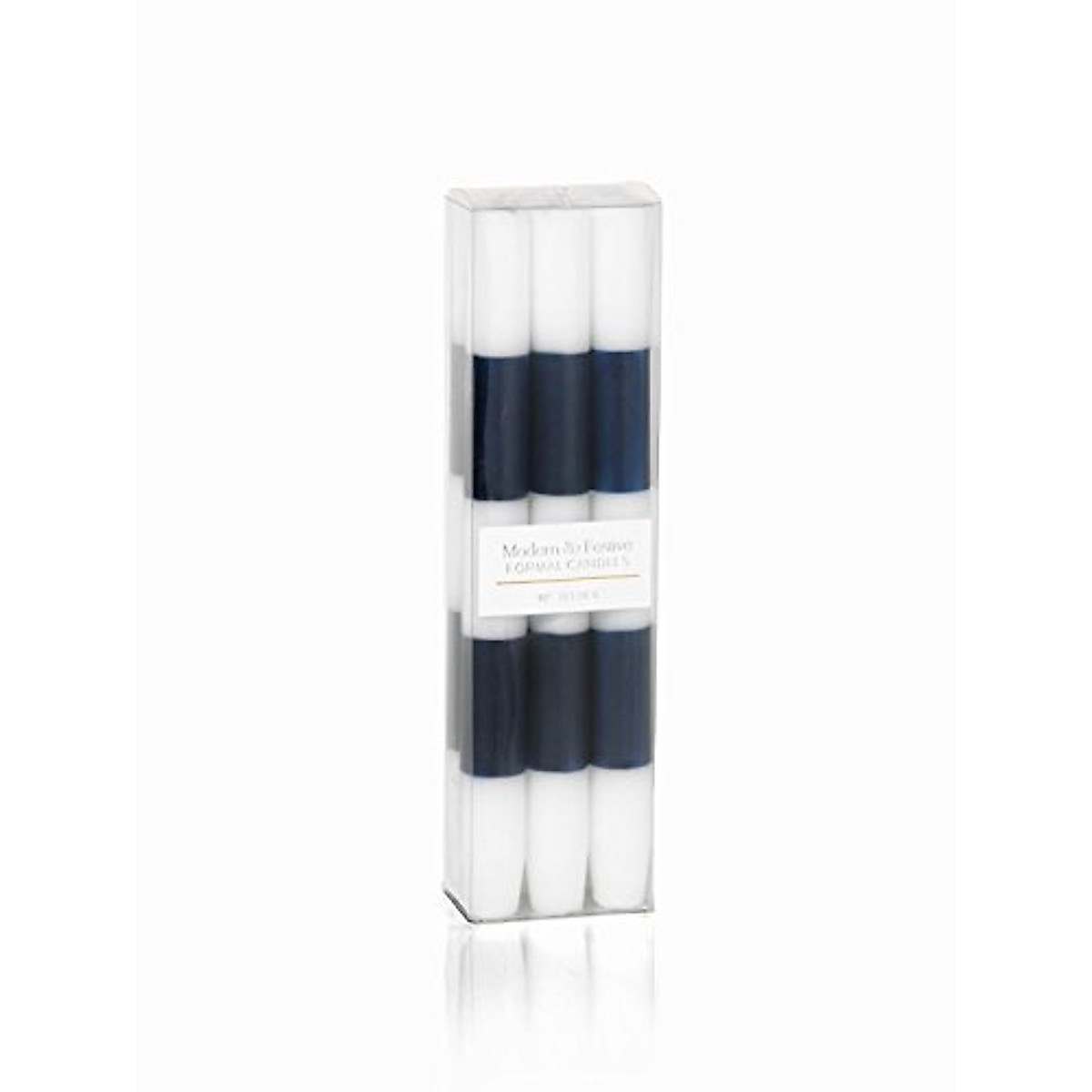 Zodax Modern & Festive Formal Candles 10" Set of 6 Navy & White