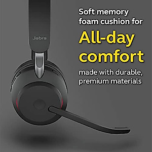 Jabra Evolve2 65 UC Wireless Headset with Link380c, Mono, Black – Wireless Bluetooth Headset for Calls and Music, 37 Hours of Battery Life, Passive Noise Cancelling Headphones