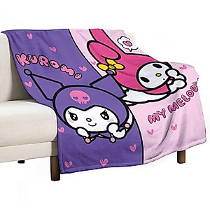 Flannel Blanket, Soft Cozy Lightweight Throw Blanket Cute Purple Patchwork Blanket Gift for Couch Bed Office Travel All Season 40x50 Inches