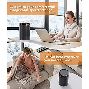 BREEZOME Space Heater, Portable Electric Heaters for Indoor Use with Thermostat & 24H Timer, 1500W PTC Ceramic Quiet Fast Heating Desk Heater, Safety Room Heater for Home Bedroom Office