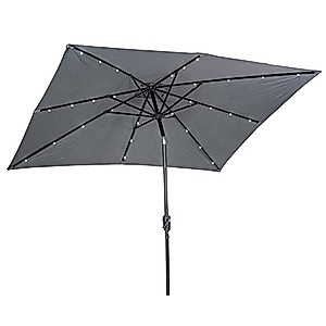 Sun-Ray 9'x7' Rectangular Solar Lighted Umbrella - Grey