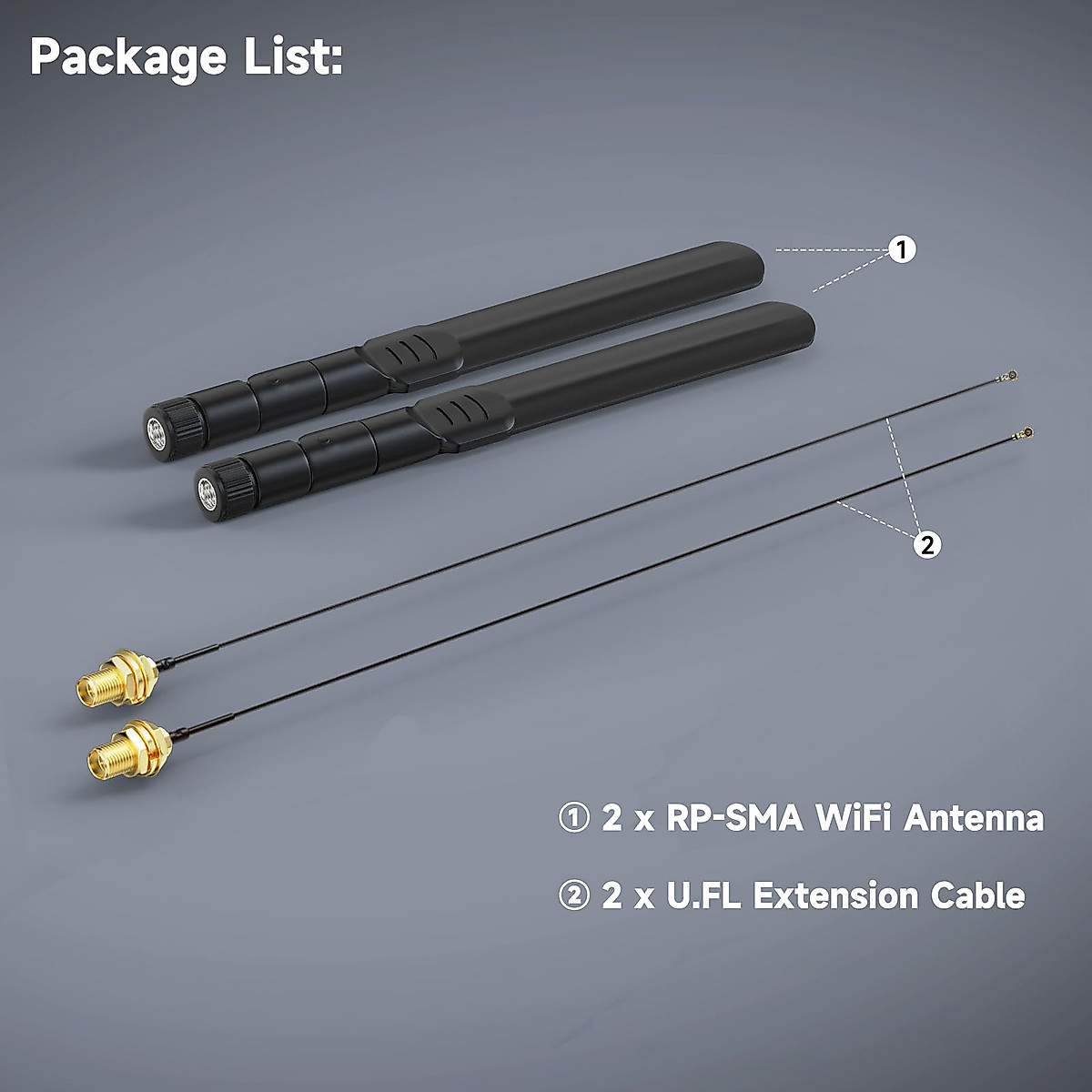Bingfu Dual Band WiFi 2.4GHz 5GHz 5.8GHz 8dBi RP-SMA Male Antenna & 20cm 8 inch U.FL IPX IPEX MHF4 to RP-SMA Female Extension Cable 2-Pack for M.2 NGFF Intel Wireless Network Card WiFi Adapter Laptop