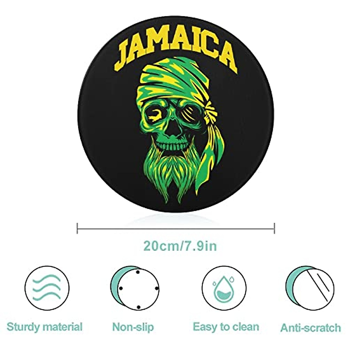 Flag of Jamaica Printed Round Cutting Board Glass Chopping Blocks Mats Food Tray for Home Kitchen Decoration