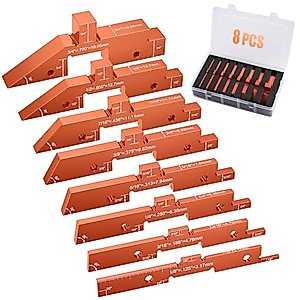 Neitra Router Table Setup Blocks Woodworking - 8pcs Aluminum Alloy Precision Setup Bars for Routers Tables Saw Accessory, Measuring Height Depth Angle Gauge with Storage Case (Each in Varies Thick)
