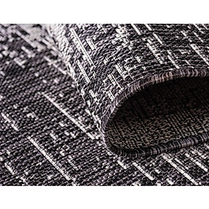 Unique Loom Outdoor Modern Collection Area Rug - Ombre (5' 1" x 8' Rectangle, Charcoal Gray/ Ivory)