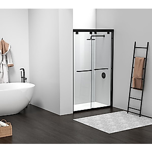 Elegant Kitchen and Bath SD303-4876MBK Semi-Frameless Shower Door 48 x 76 Matte Black