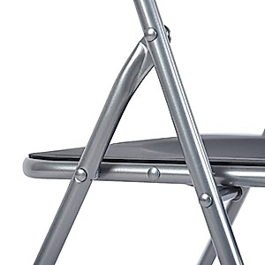 FurnitureR Set of 6 15.7''Lightweight Foldable Portable Commercial Plastic Seat/Carrying Handle for Home Office Living Meeting Reception Room Folding Chairs, Black