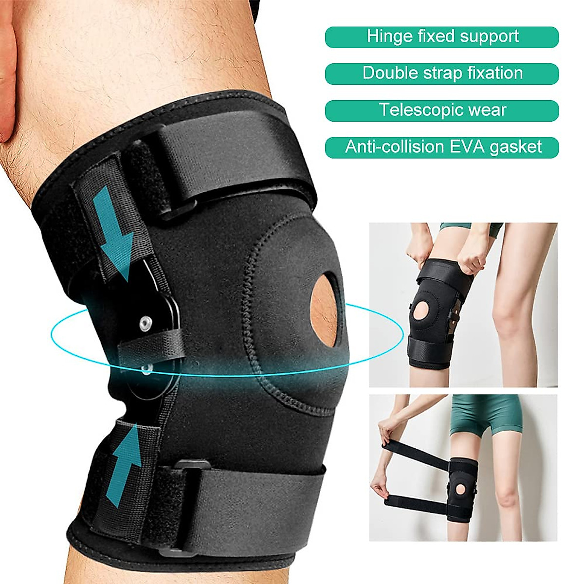 LTLCLZ 1Pair Sports Hinged Knee Support Brace for Patella Instability Meniscus Injuries Ligament Sprains Meniscus Tear,XL