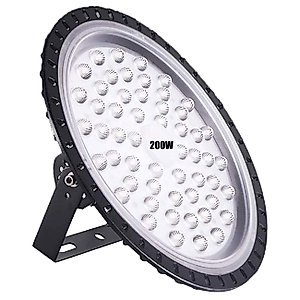 Donzake 200W UFO LED High Bay Light lamp Factory Warehouse Industrial Lighting 20000 Lumen 6000-6500K IP65 Warehouse LED Lights- Commercial Bay Lighting for Garage Factory Workshop Gym (200W 1pcs)