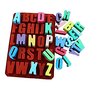 Allforhome 26 Cavities Alphabet Silicone Chocolate Making Molds Cake Pans Handmade Soap Molds Biscuit Resin Clay Craft Art DIY Cake Decorating Molds Ice Cube Tray