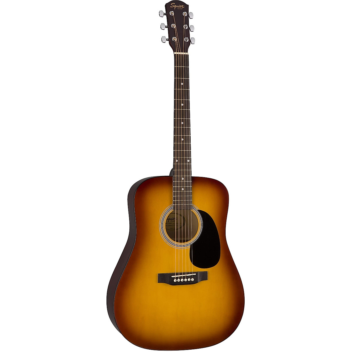 Fender Squier Dreadnought Acoustic Guitar - Sunburst Bundle with Gig Bag, Tuner, Strap, Strings, Winder, Picks, Lessons, and Austin Bazaar Instructional DVD