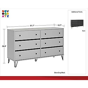 Novogratz Owen 6 Drawer Dresser, Black
