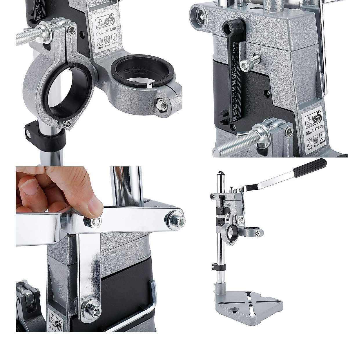 LuckyHigh Two Mounting Holes Adjustable Electric Drill Press Stand Workstation Double Holes Drill Workbench Repair Tool Bench Clamp Support Tool