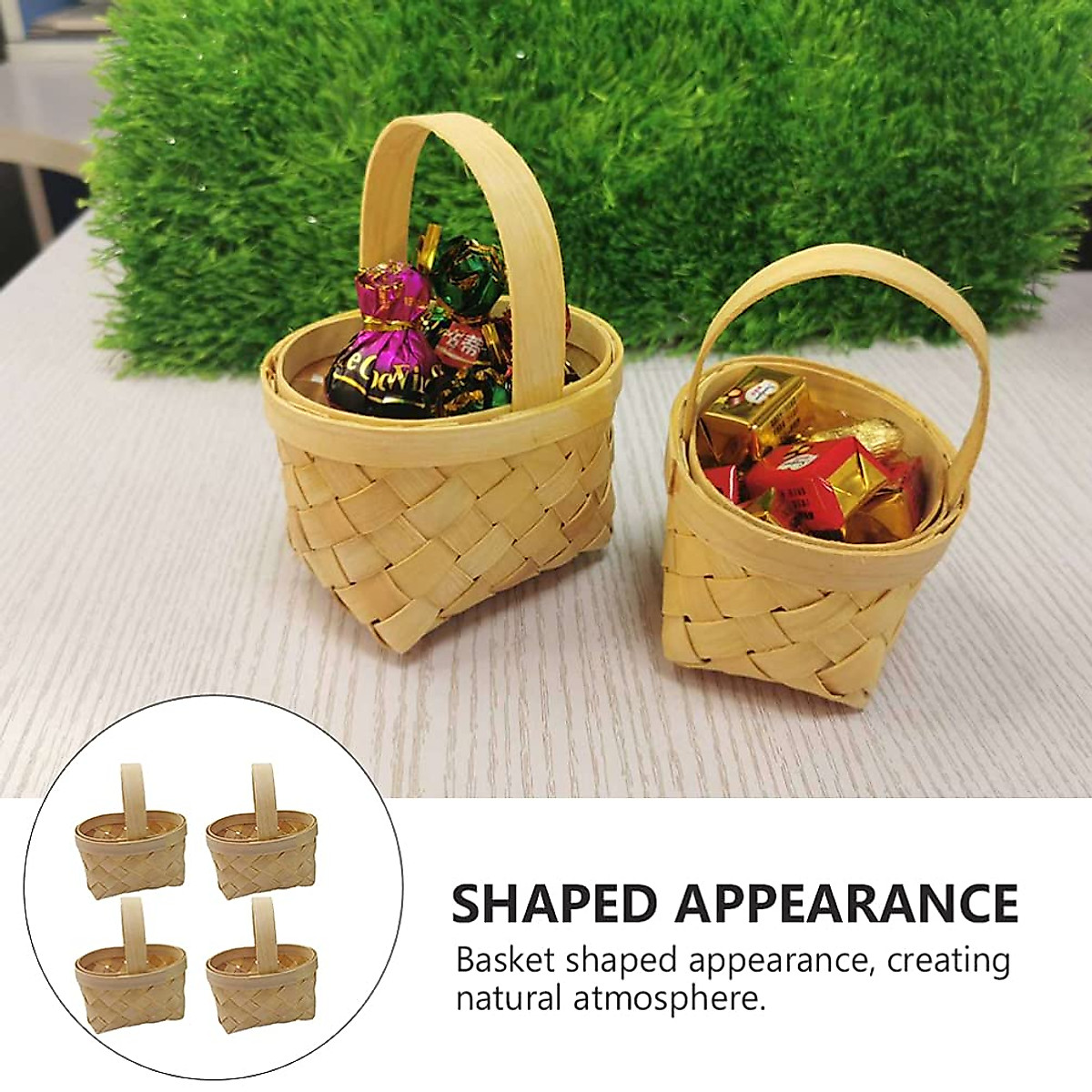 Hemoton 4pcs Candy Basket Small Basket Toys Snacks Containers for Kids Wooden Tray Rustic Decor Tiny Containers Snack Containers Small Craft Basket Child Mini Wood Chips Small Candies