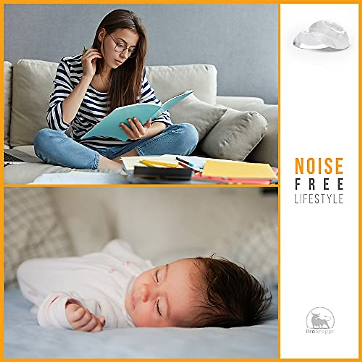 Door Stoppers Wall Protector 2” (6 Pack) - Clear Door Bumpers with Strong Adhesive Glue - Shock Absorbent and Discreet Wall Protectors from Door Knobs