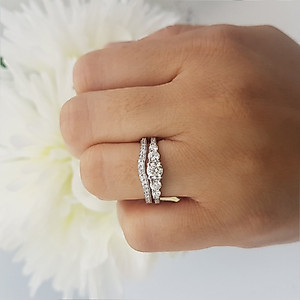 Dazzlingrock Collection 0.45 Carat (ctw) 10k Round Diamond 5 Stone Wedding Ring Set for Women, White Gold, Size 8