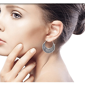 NOVICA Artisan Handcrafted Sterling Silver Hoop Earrings | Charm Hoop Earrings Silver | Hypoallergenic Hoop Earrings | Lightweight Hoop Earrings Women | Bohemian Hoop Earrings | Vintage Hoop Earrings