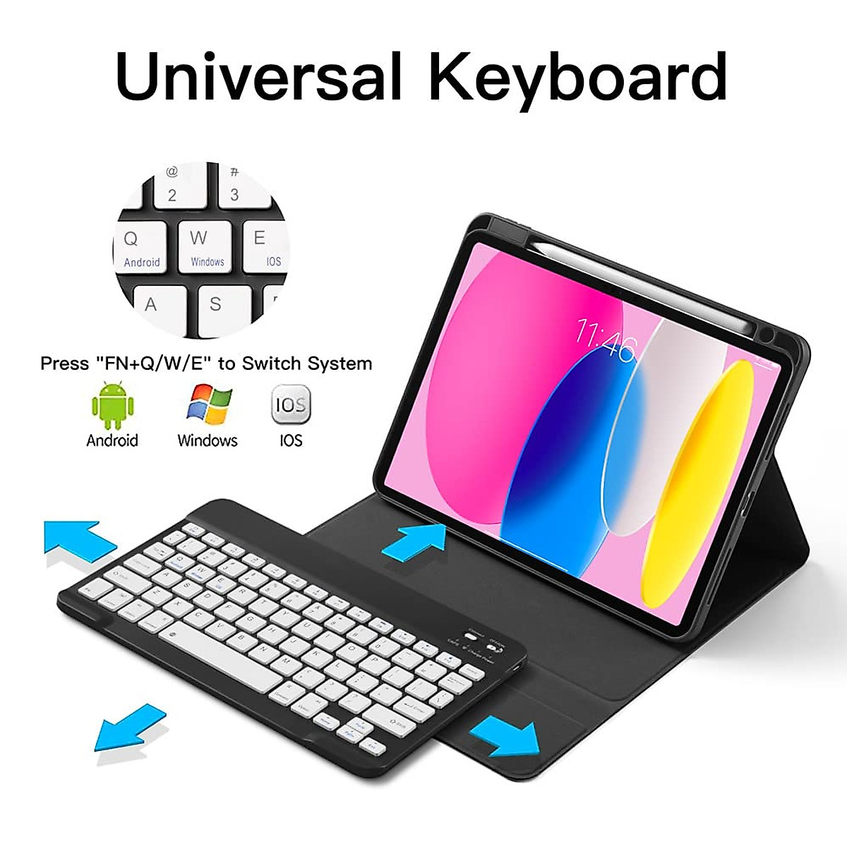 GUDOU iPad 10th Generation Case with Keyboard 10.9 Inch 2022,Smart iPad Case with Soft TPU Back [Support Auto Wake/Sleep&Pencil Holde] Keyboard Case for Latest iPad 10th Gen 10.9 inch 2022(Black)