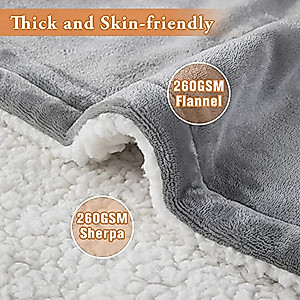 Shilucheng Heated Twin Blanket, Electric Blanket 62" x 84", Warm Fleece & Sherpa Blanket Reversible, Fast Heating with 4 Temperature Levels & 6hrs Auto Off, Machine Washable (Grey)