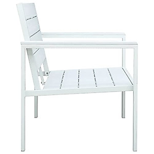 vidaXL Patio Bench Garden Outdoor Balcony Terrace Outside Backyard Yard Porch Home Furniture Seat Lounge Seating HDPE White Wood Look