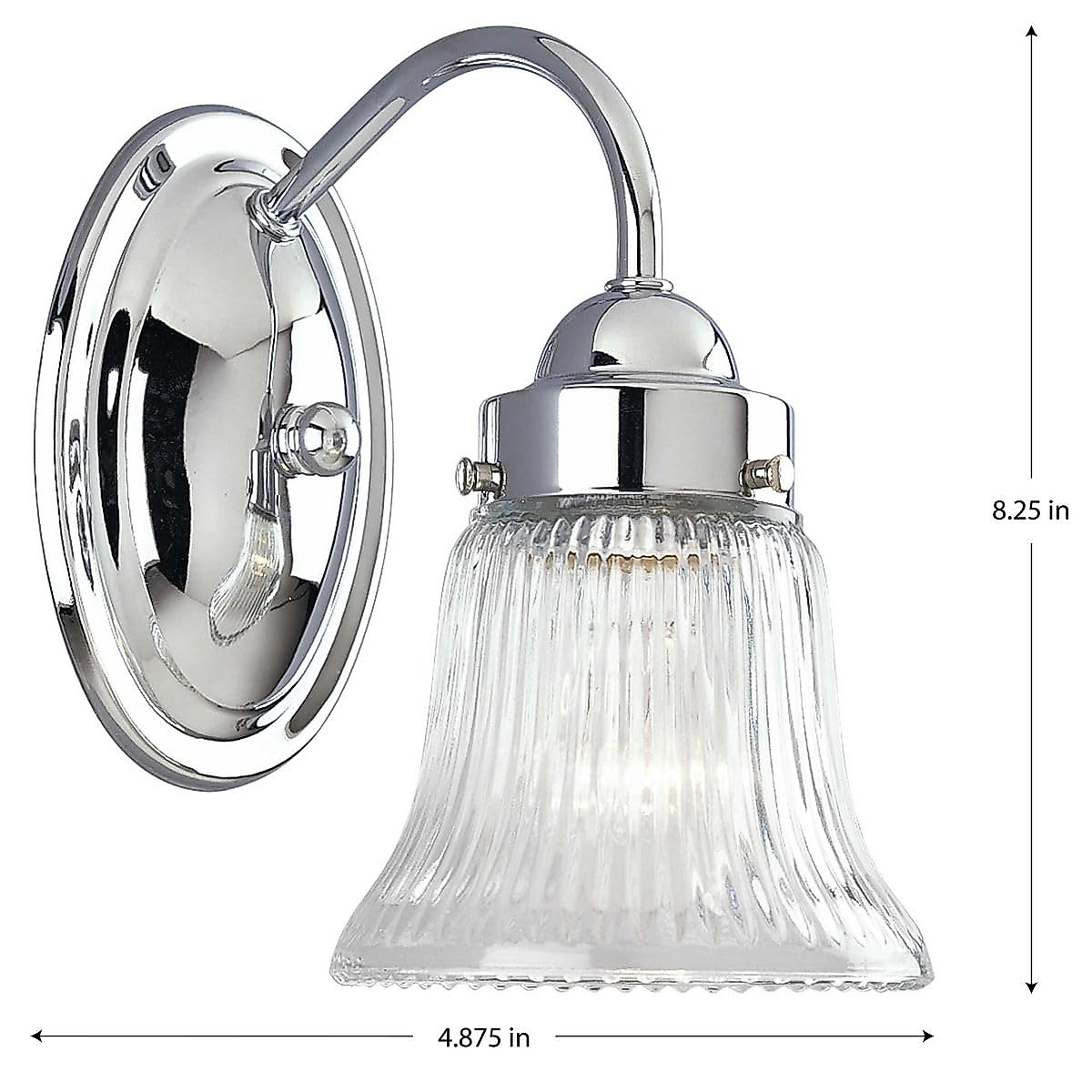 Progress Lighting P3287-15 Economy Fluted Glass Bath & Vanity, 5-1/4-Inch Width x 9-Inch Height, Chrome