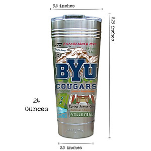 Catstudio Brigham Young University Collegiate Thermal Tumbler | Triple Wall Insulation With Non Slip Bottom | Great College travel Cup for Water, Coffee, Tea, or Smoothies