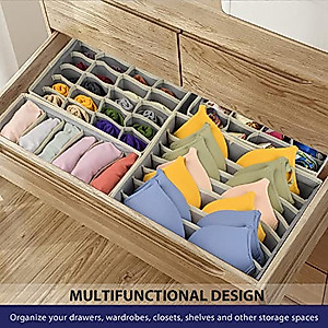 SANTUKEY 6 Pack Drawer Organizers for Clothing, Underwear Drawer Organizer, Dresser Drawer Organizers Fabric Foldable Divider, Closet Organizers and Storage Boxes for Bras, Tie, Belts, Socks