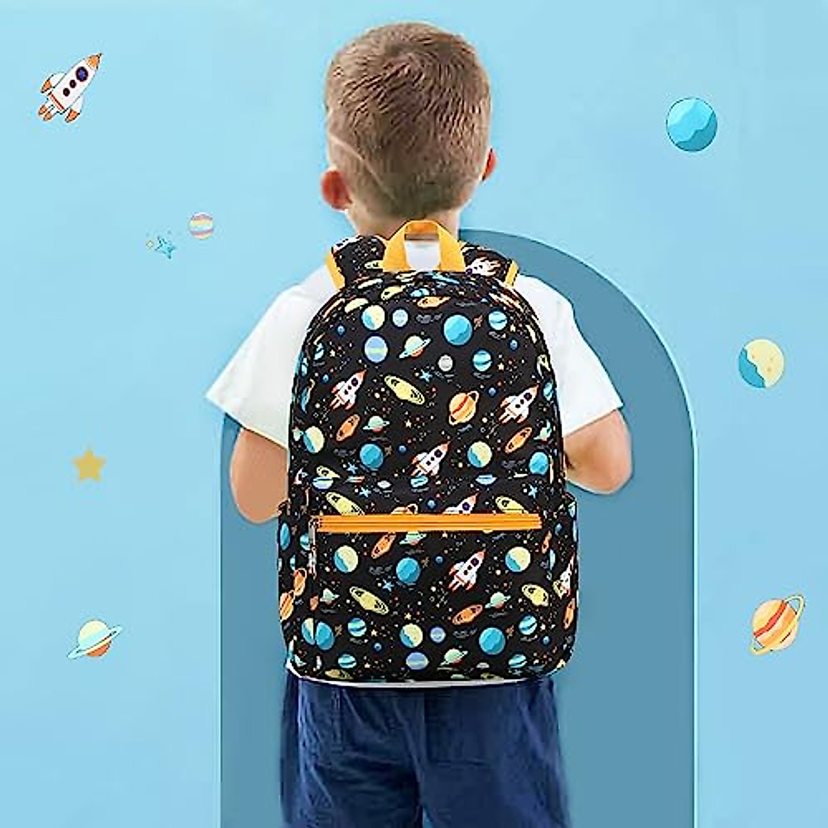 CAMTOP Kids Backpack Preschool Kindergarten Bookbag Toddler School Bag for Age 3-8 Boys and Girls(Rocket Planet)