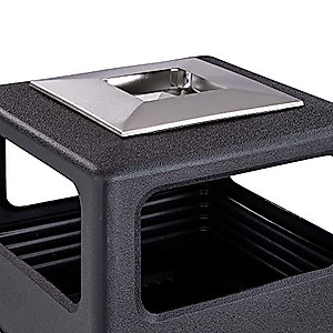 Safco Products Canmeleon Outdoor/Indoor Recessed Panel Trash Can with Ash Urn 9477BL, Asthetic Styling, Black, Decorative Fluted Panels, Stainless Steel Ashtray, 38 Gallon Capacity