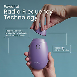 NEWA RF Wrinkle Reduction Device (Plug in) - FDA Cleared Skincare Tool for Facial Tightening. Boosts Collagen, Reduces Wrinkles. with 1 Month Gel Supply.