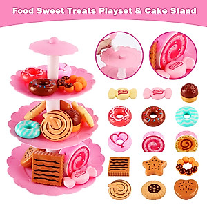 Tea Party Set for Little Girls, Princess Tea Time Toy with Food Sweet Treats Playset Carrying Case, Tea Set Birthday Gift Toys for 3 4 5 6 7 8 Year Old Girls Todler