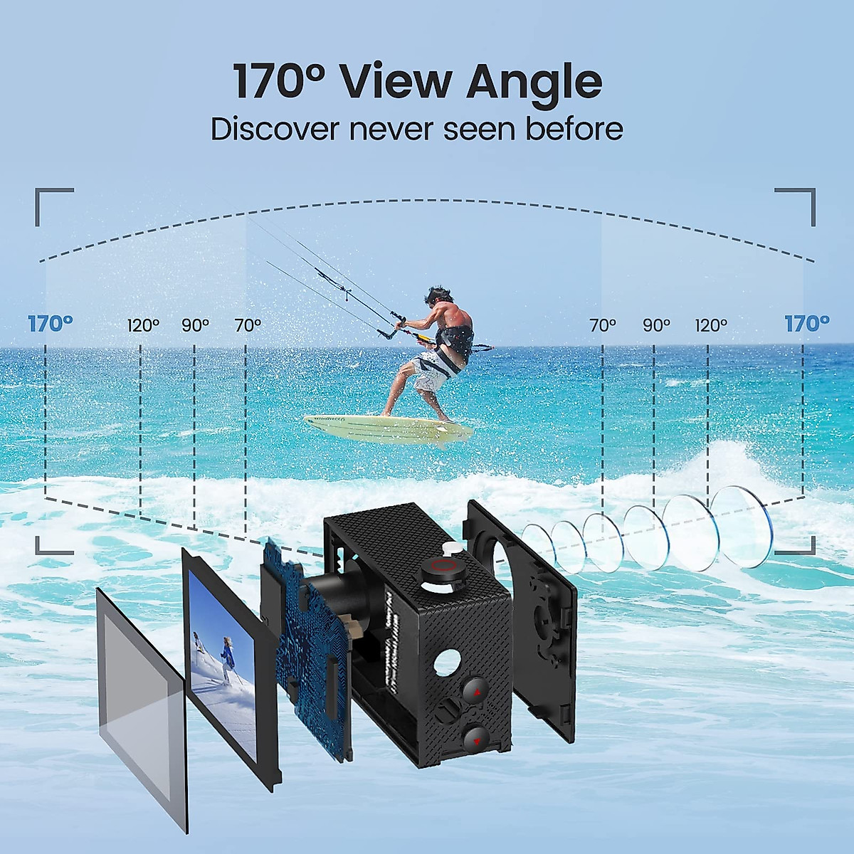 AKAIRIO Action Sports Camera with Accessories Mount Kit 3 1350mAh Batteries,HD WiFi Remote Underwater Camera with Waterproof Case,Outdoor Video Action Camera 4k with Wide Angle Lens