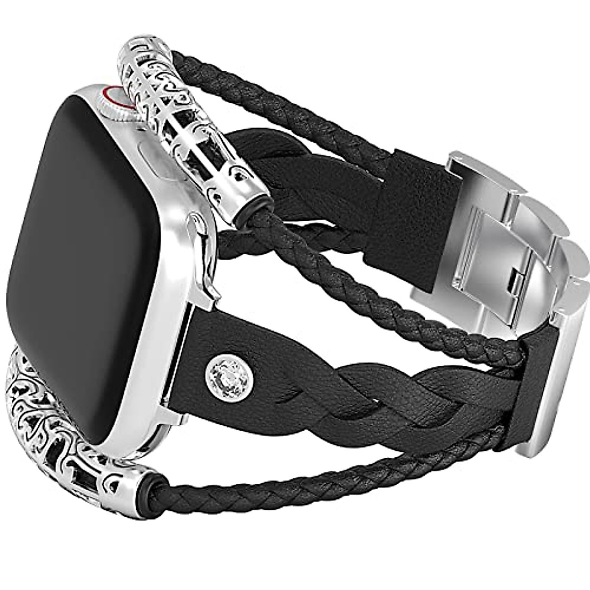 Boho Bracelets Weaving Leather Bands Compatible With Apple Watch 38mm 40mm 41mm 42mm 44mm 45mm 49mm for Women, Posh Leather Bracelets Jewelry Multilayer Wrap Strap for iwatch Series 9, Ultra/Ultra 2, SE 8 7 6 5 4 3 2 1