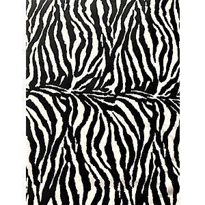 Zebra Poly Cotton Animal Print Fabric 58" Wide by The Yard (Zebra White/Black)