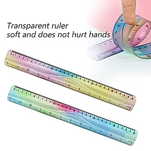 zofikol 2 Pcs Flexible Ruler 12 Inches Bendable Ruler Soft Ruler for Kids Students Inches and Metric Ruler for Schools, Homes, Offices