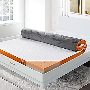 Maxzzz Mattress Topper Full, 3 Inch Memory Foam Bamboo Charcoal & Copper Dual Side Mattress Topper, Foam Topper with Breathable Removable Cover, Ventilated & CertiPUR-US Certified Bed Topper