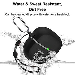 [Upgrade Lock] Bose QuietComfort Earbuds II Case 2022, Shock-Absorbing Protective Armor Cover for New Bose QuietComfort Earbuds 2 Accessories, TPU Hard Shell with Carabiner & Lanyard (Black)