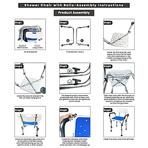 Shower Chair for Inside Shower Seat with Adjustable Height Padded Armrests Shower Chair for Elderly and Disabled Slip Resistant Seat Heavy Duty 300 lb Capacity