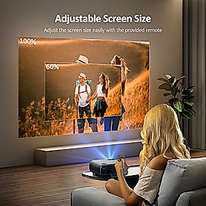 NexiGo PJ40 Movie Projector, 600 ANSI Lumens, Native 1080P, 4K Supported, 300 Inch, Auto Vertical Keystone, Zoomable, 20W Speakers, WiFi, Bluetooth 5.1, Compatible w/TV Stick, iOS, Android (Black)