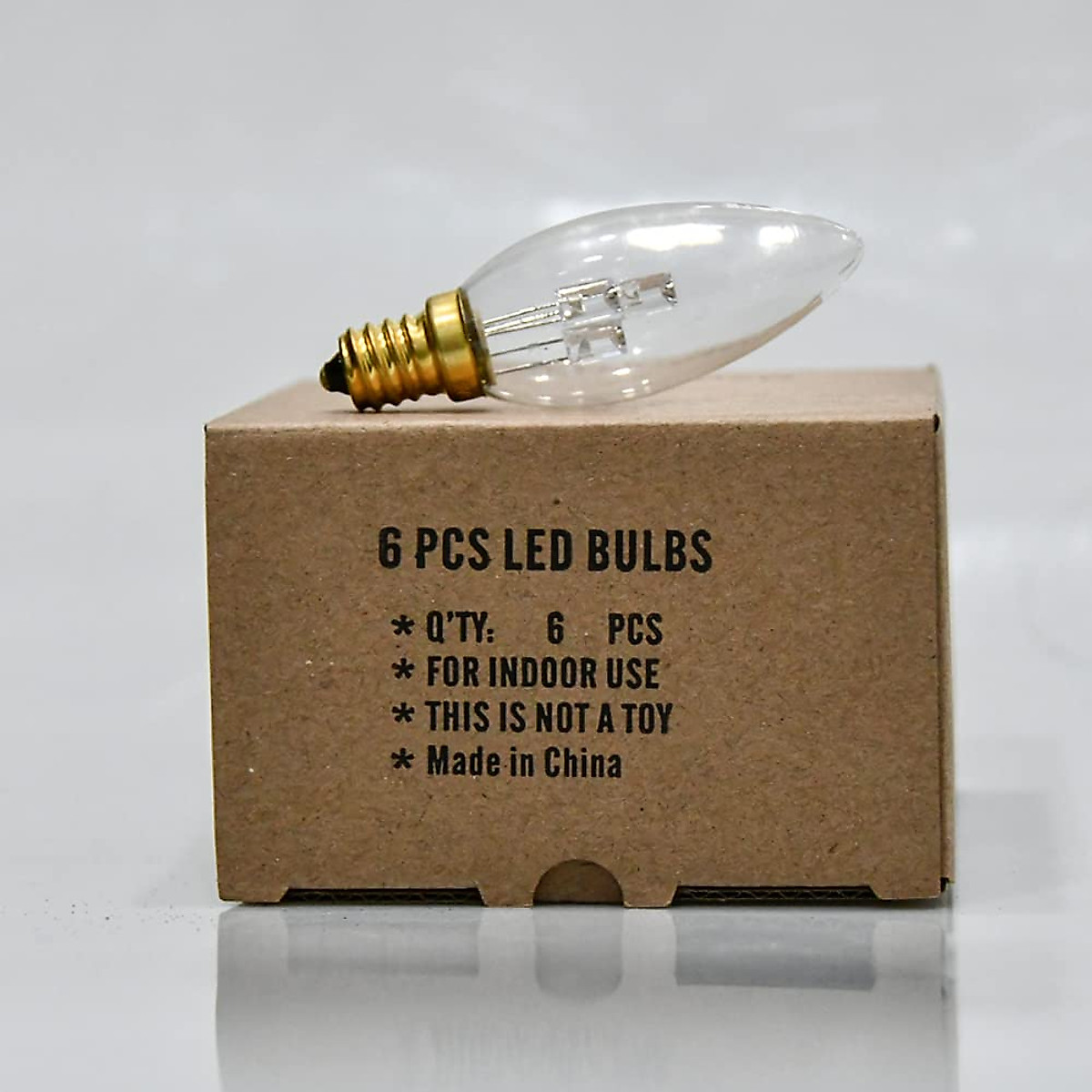 GOOTHY 6 Pack C26 LED Replacement Bulbs, 3V Glass Clear Torpedo Tip Light Bulbs, E12 Candelabra Base LED Light Bulbs for 12 Inch Battery Operated LED Window Candles Lamps, Christmas Decorative