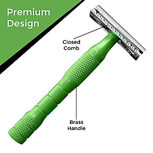 BarberUpp,Razor For Men, Long Handle (Brass) Safety Razor,Free Styptic Sticks,Astra Razor Blades Included, Single Blade Razor Perfect Addition To Your Safety Razor Kit.