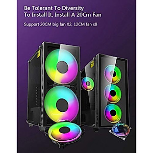 HDYD ATX Case,Mid-Tower PC Gaming Case ATX/M-ATX/ITX - Front I/O USB 3.0 Port - Tempered Glass Side Panel - 6 Fan Position - Support 200mm Fan Installation