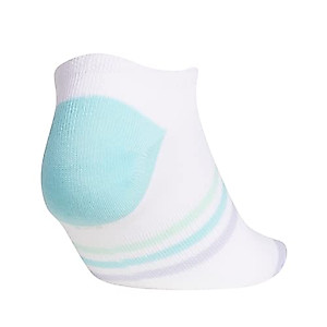 adidas Kids-Girl's Superlite No Show Socks (6-Pair), White/Clear Aqua Blue/Pulse Yellow, Medium
