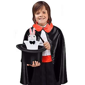 Click N' Play Magician Costume Kids Size, Magician Kit, Halloween Dress Up & Pretend Play Set Complete with a Magic Set: Magic Hat, Magic Wand & Rabbit Magic Tricks, Magic Kit for Kids Age 8-10
