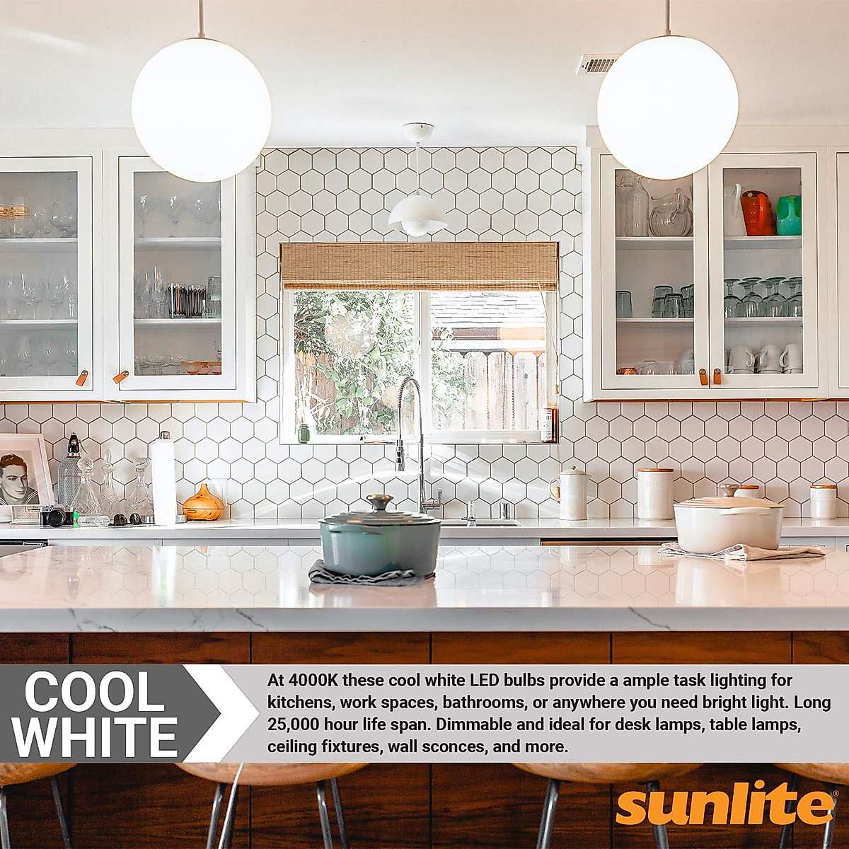 Sunlite 41137-SU LED A19 Standard Light Bulb, 5.5 (40 Watt Equivalent), 450 Lumens, Medium Base (E26), Dimmable, UL Listed, Energy Star, 6 Pack, 4000K Cool White