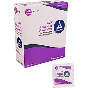 Dynarex 1303 box of 100 BZK Antiseptic Towelettes