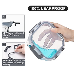 Glass Food Storage Containers with Lids Airtight，Glass Meal Prep Containers for Lunch Food Storage with Lids，Glass Food Container Set，Glass Lunch Box for Kitchen，BPA Free（20 Pieces）