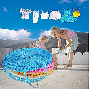 72Pcs Colorful Clothes pins, Springs Laundry ClothesPins, Plastic Air-Drying Sock Clips Closing Chip Snack Bags Clip - 2Pcs Clothes Line Outdoors 5m for Travel