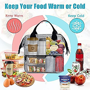 Large Lunch Bag Women, Insulated Fashionable Lunch Box For Women Adult With Shoulder Strap, Stylish Lunch Bag For Work Picnic Big Multipurpose Lunch Tote Cooler Bag For Ladies